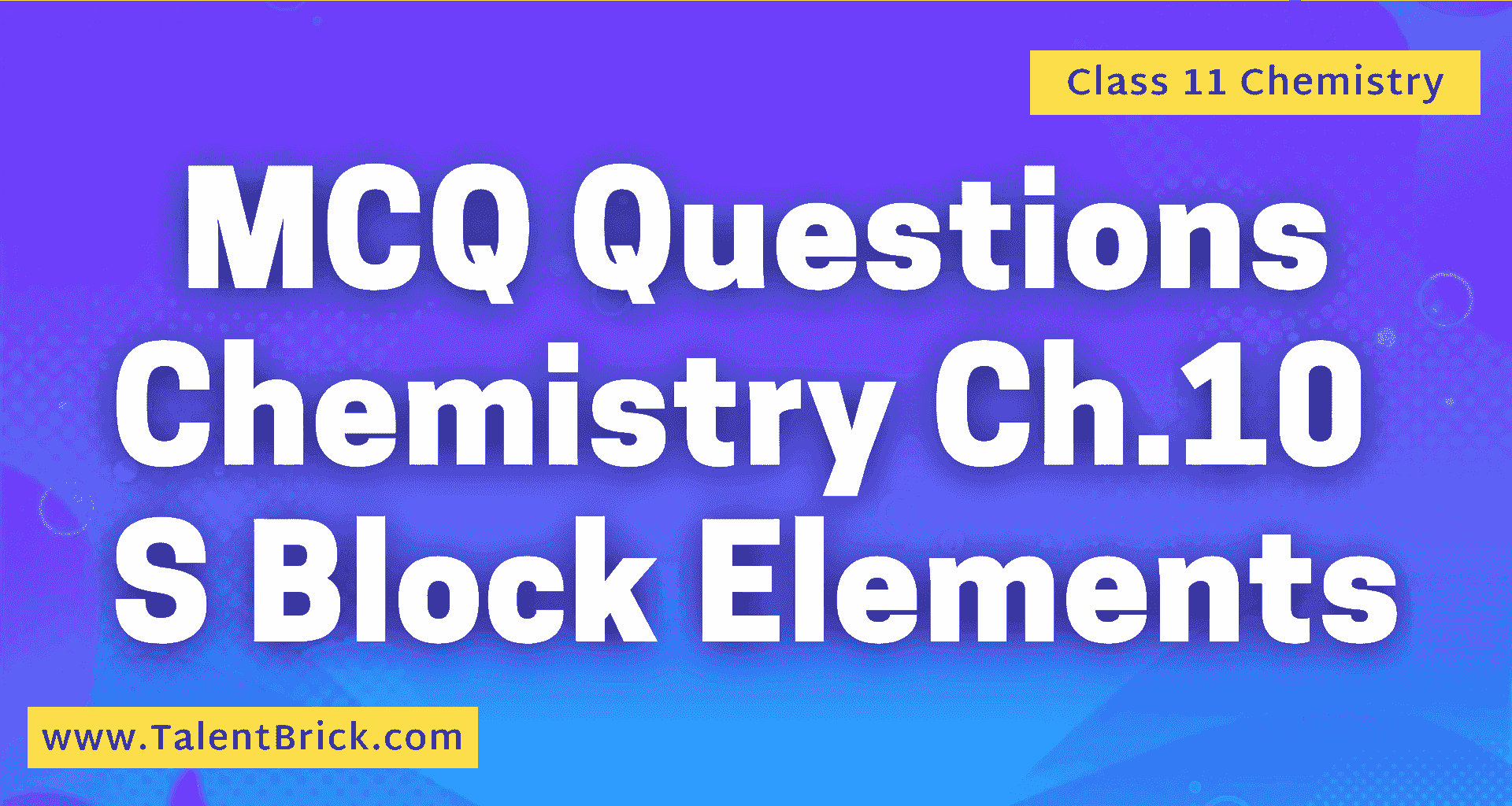 MCQ Questions S Block Elements Class 11 Chemistry Chapter 10 TalentBrick